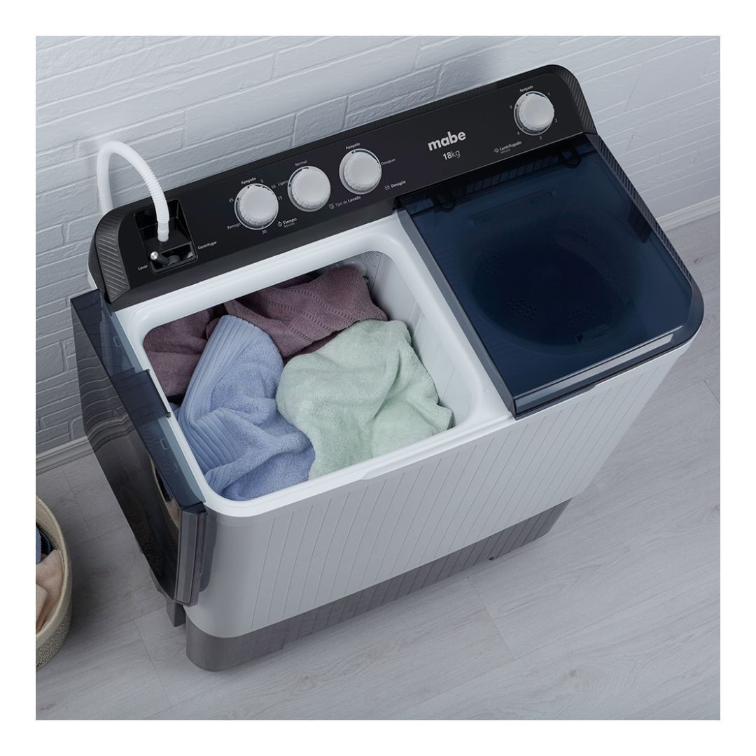 Lavadora Semiautomática Mabe Doble tina Color Blanco 18KG LMDX8124HBAB0